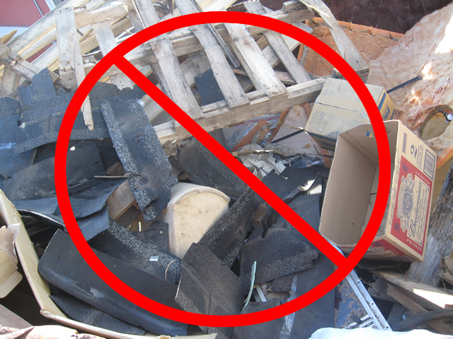 Unacceptable items for metal recycling at this facility